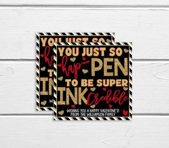 Valentine's Pen Thank You Tag, Editable Appreciation Tag, Marker ...