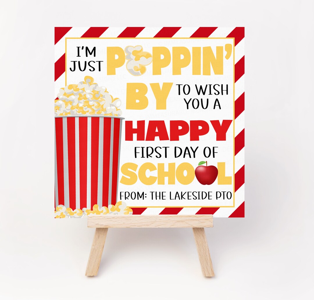 Popcorn Back to School Gift Tags, Poppin' by Happy First Day of School ...