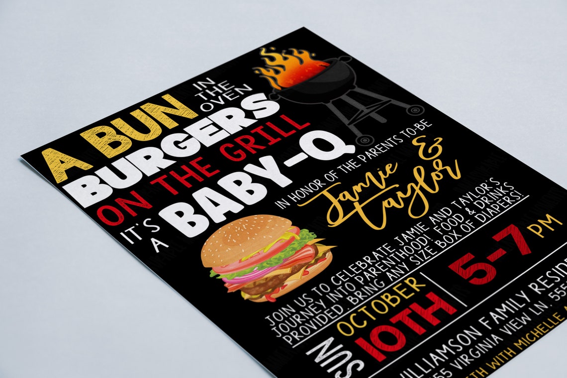 BBQ Baby Shower Invitation, Baby-que Babyq Invite, Couples Baby Shower ...
