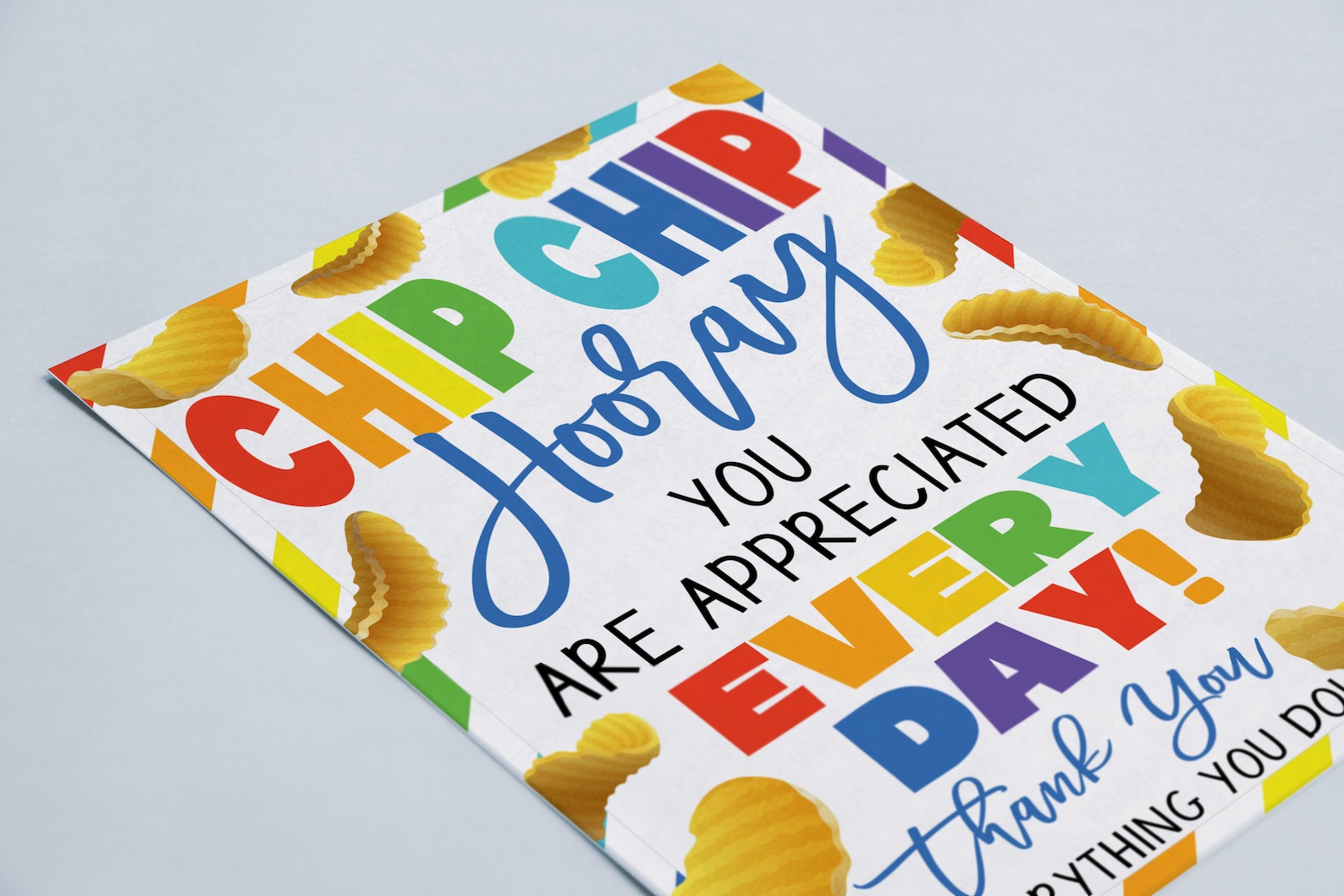 Chip Sign, Appreciation Printable, Chip Chip Hooray, Potato Chips ...