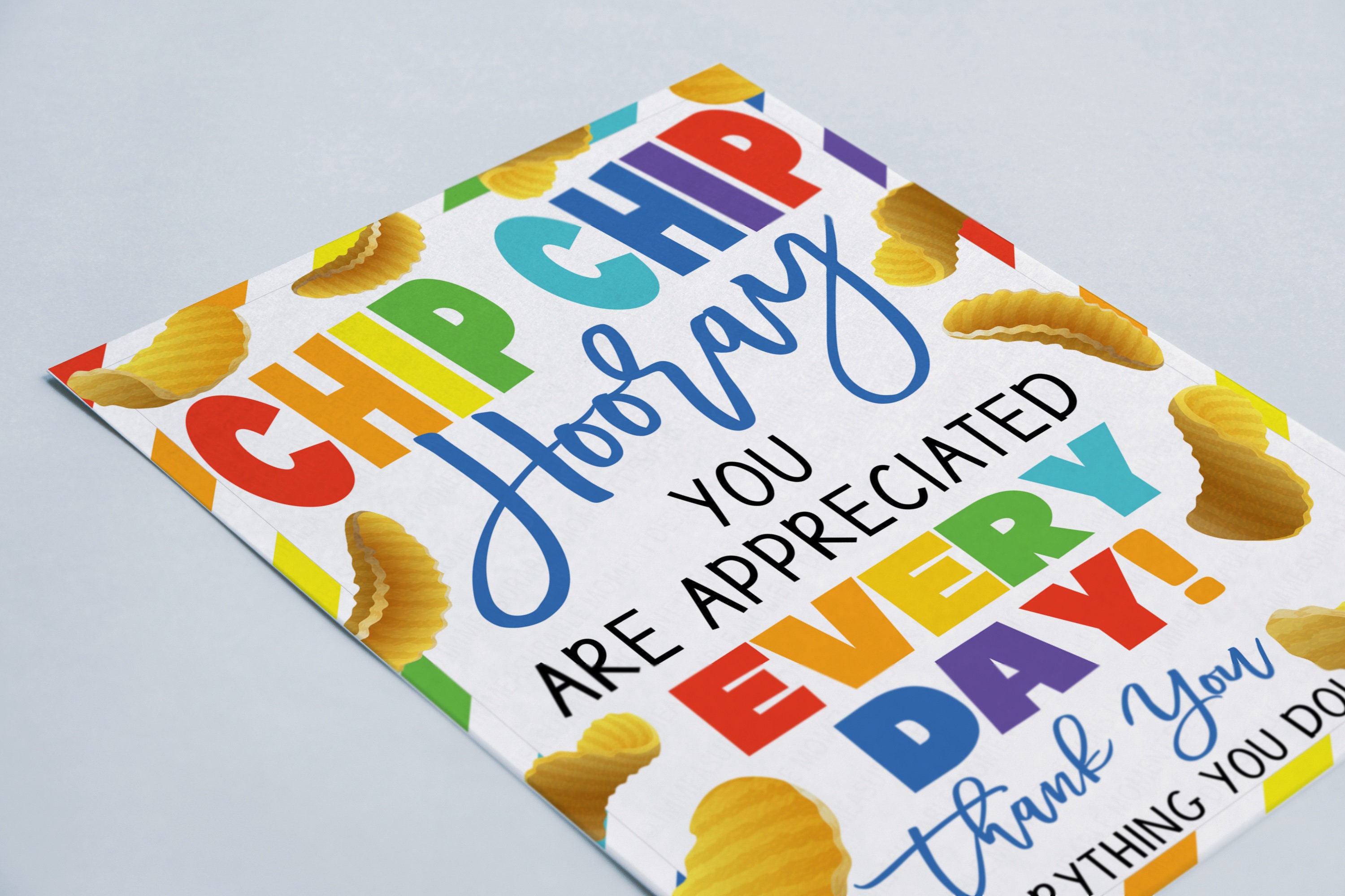 Chip Sign, Appreciation Printable, Chip Chip Hooray, Potato Chips ...