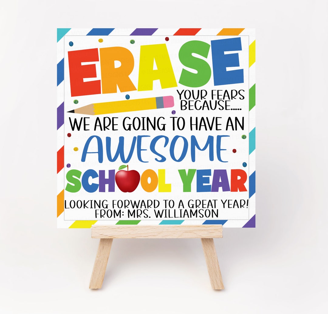 Back to School Eraser Gift Tags, Eraser Your Fears Going to Be an ...