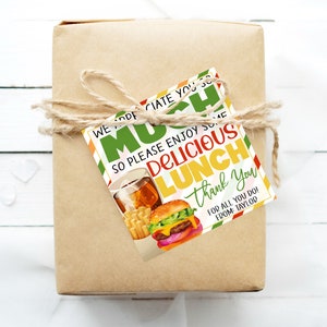 Lunch Gift Tag, Appreciated so Much Enjoy Delicious Lunch, Burger Fries ...