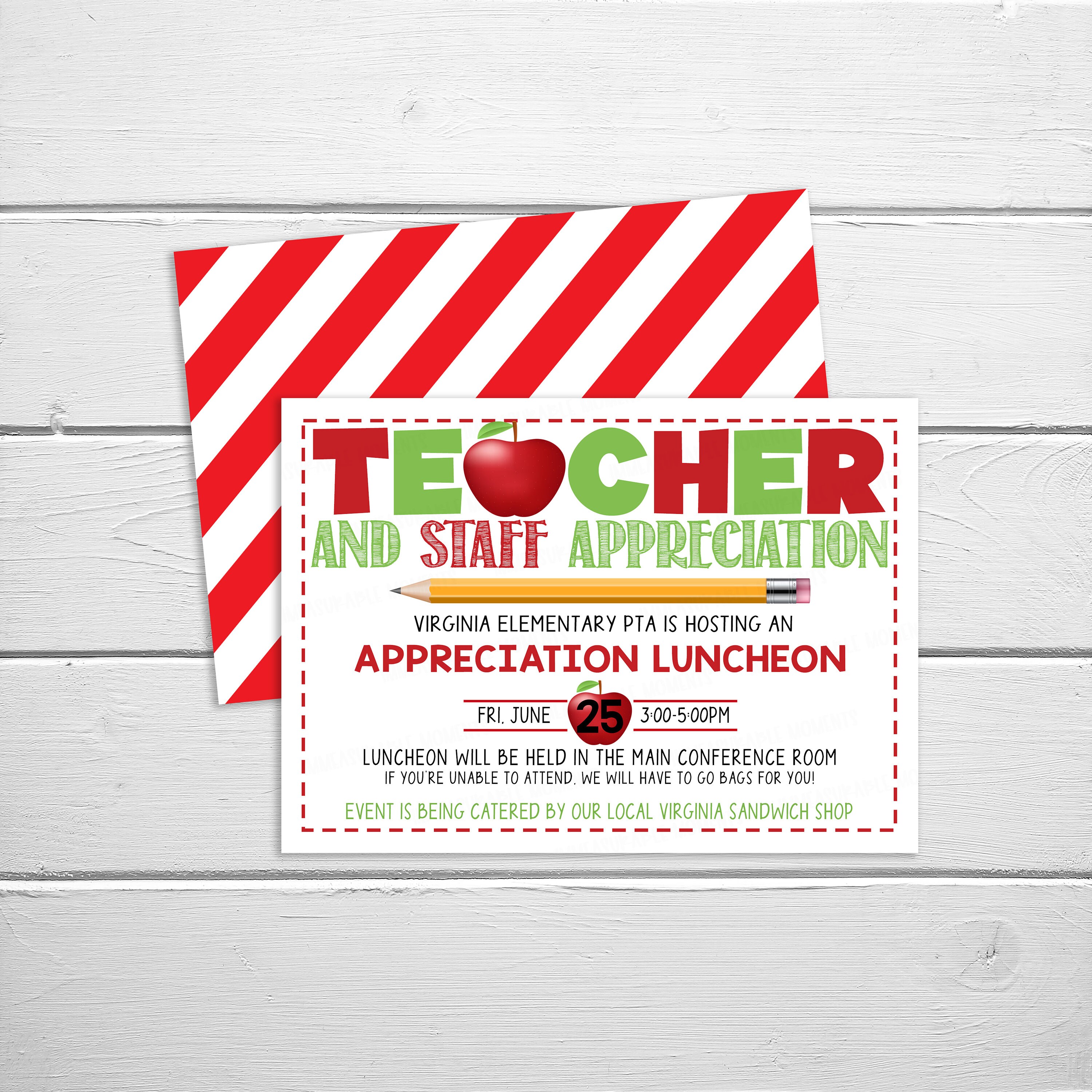 Teacher Appreciation Luncheon Invitation Teacher and Staff - Etsy
