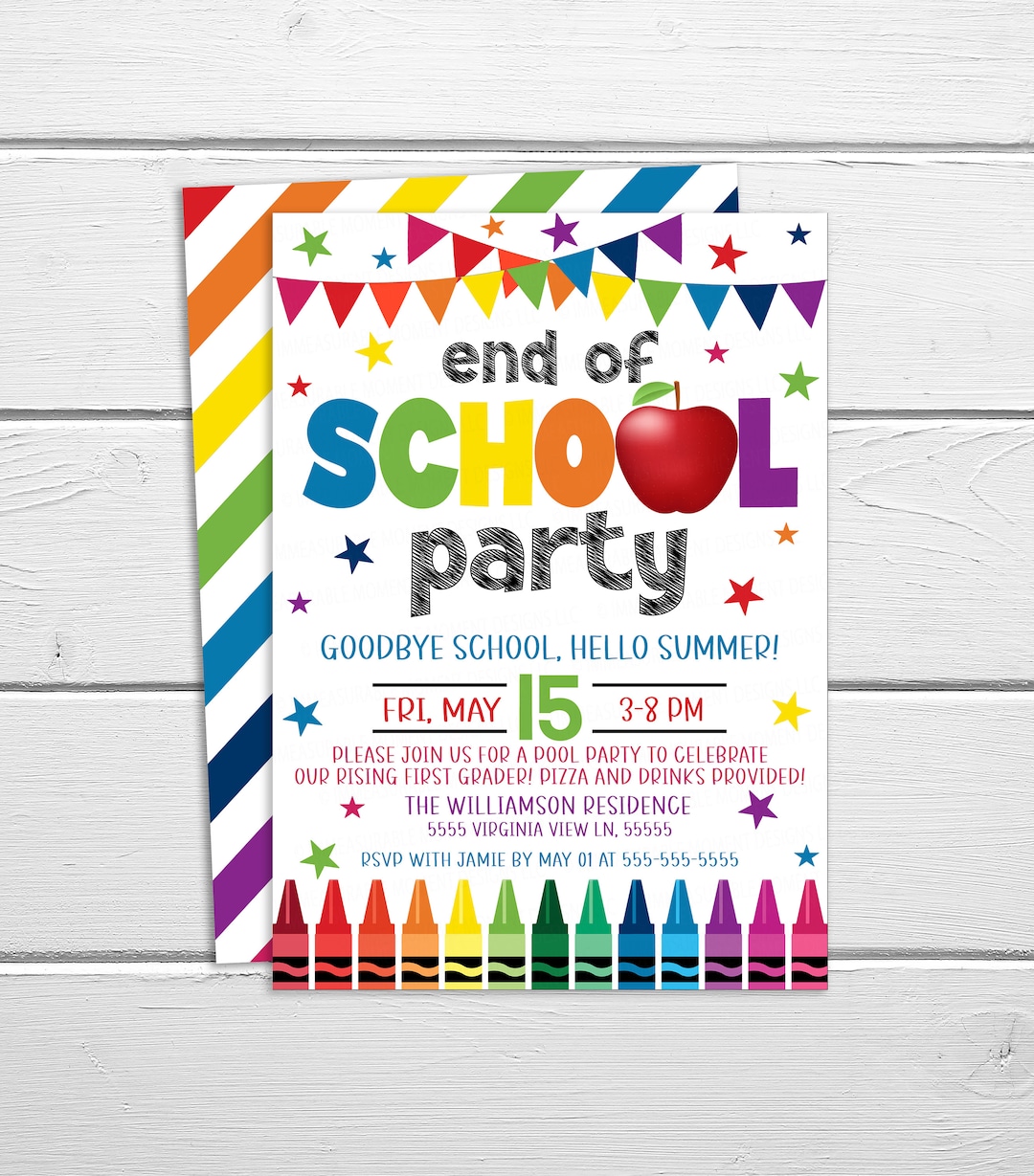 End of School Party Invitation, Editable Last Day of School Party ...