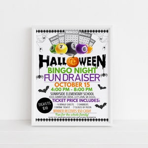 Halloween Bingo Night Flyer, Editable Printable Halloween Invitation ...
