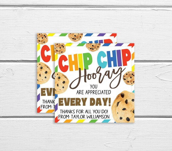 Cookie Thank You Gift Tags, Chip Chip Hooray, Appreciation Week ...