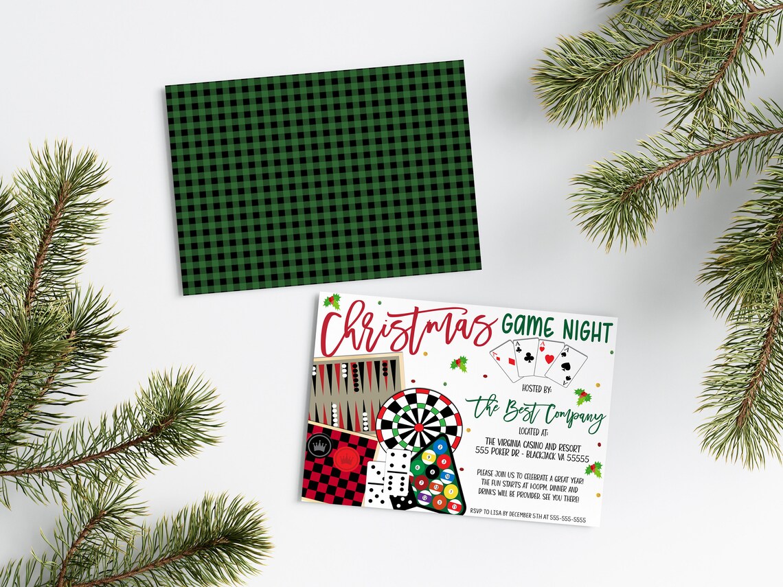 Christmas Game Night Party Invitation, Editable Cocktail Games Party ...