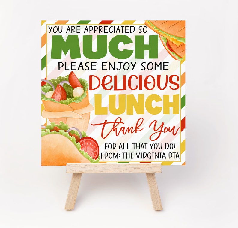 Lunch Appreciation Gift Tag, Appreciated so Much Enjoy Delicious Lunch ...