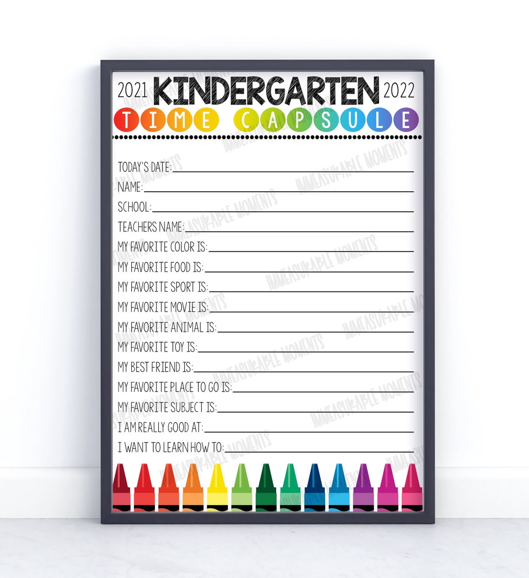 Kindergarten Time Capsule - Etsy