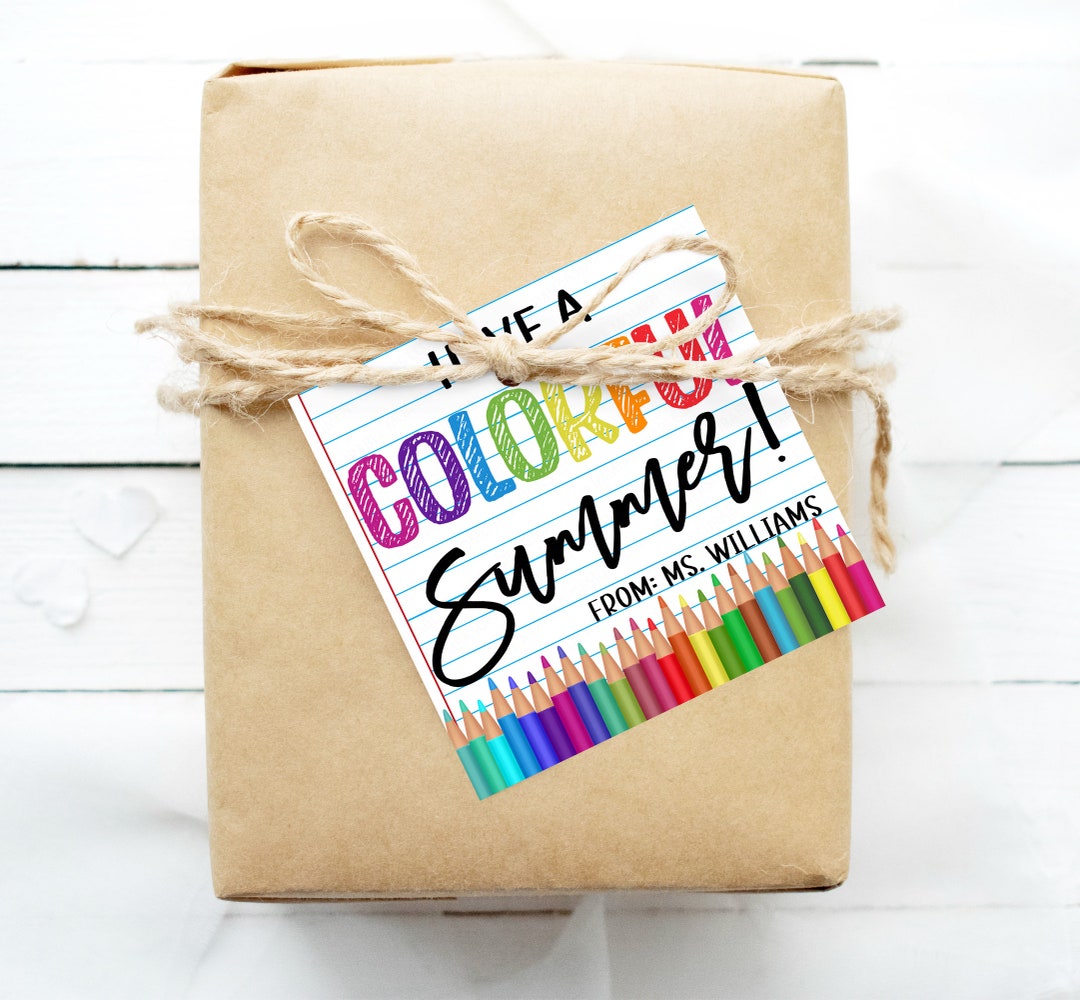 Colorful Summer Gift Tags, Crayon Colored Pencil Marker, End of School ...