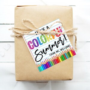 Colorful Summer Gift Tags, Crayon Colored Pencil Marker, End of School ...