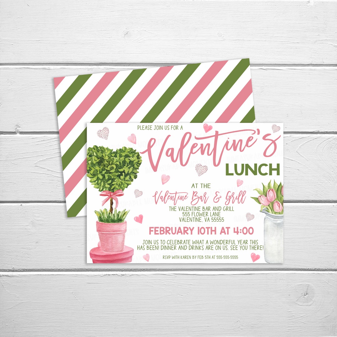 Valentines Lunch Dinner Brunch Luncheon Invitation, Editable Valentine ...