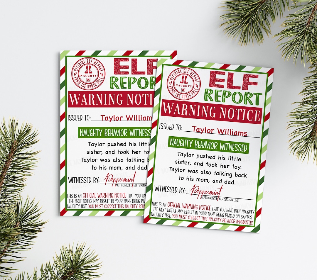Elf Report, Elf Naughty Warning Letter, Editable Elf Letter, Naughty ...