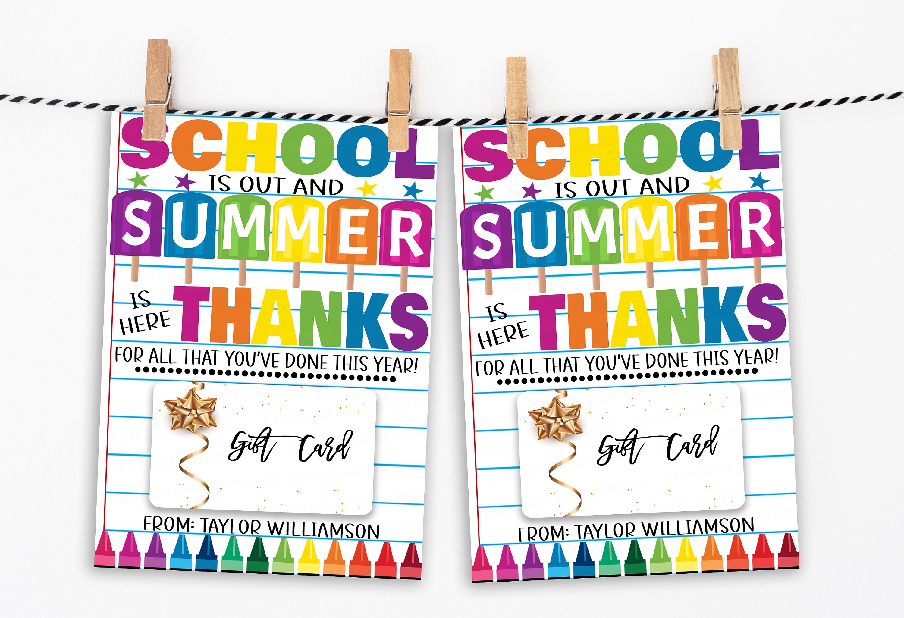 Teacher Gift Card Holder, End of School, School is Out Summer is Here ...