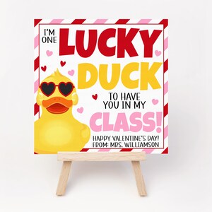 Valentine's Day Rubber Duck Gift Tag, Lucky Duck, Printable Gift for ...
