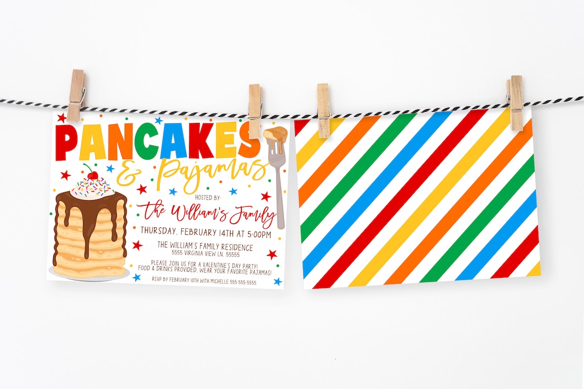 Pancakes and Pajamas Party Invitation Editable Birthday - Etsy