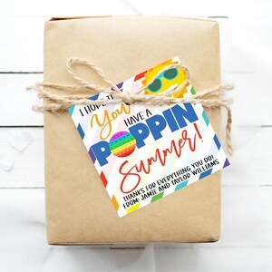 Poppin' Summer Gift Tag, Fidget Summer Theme, End of School, Classroom ...