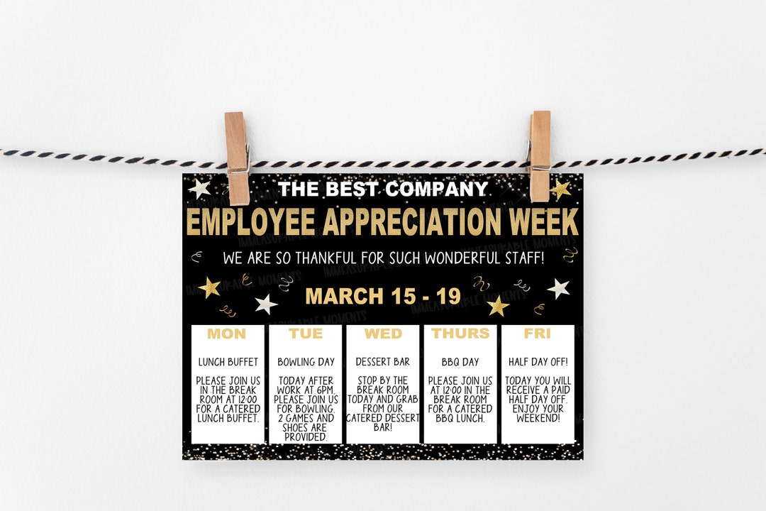 Editable Staff Appreciation Week Itinerary, Employee Appreciation Week ...