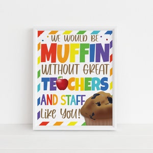 Teacher Muffin Appreciation Sign, Muffin Without Teachers and Staff ...