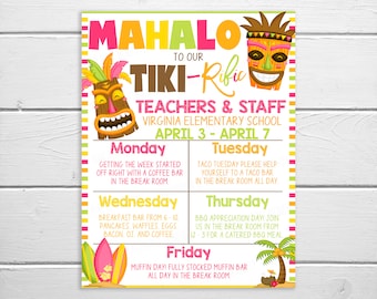 Luau Teacher Appreciation Week Itinerary, Tropical Hawaii You Are Tiki ...