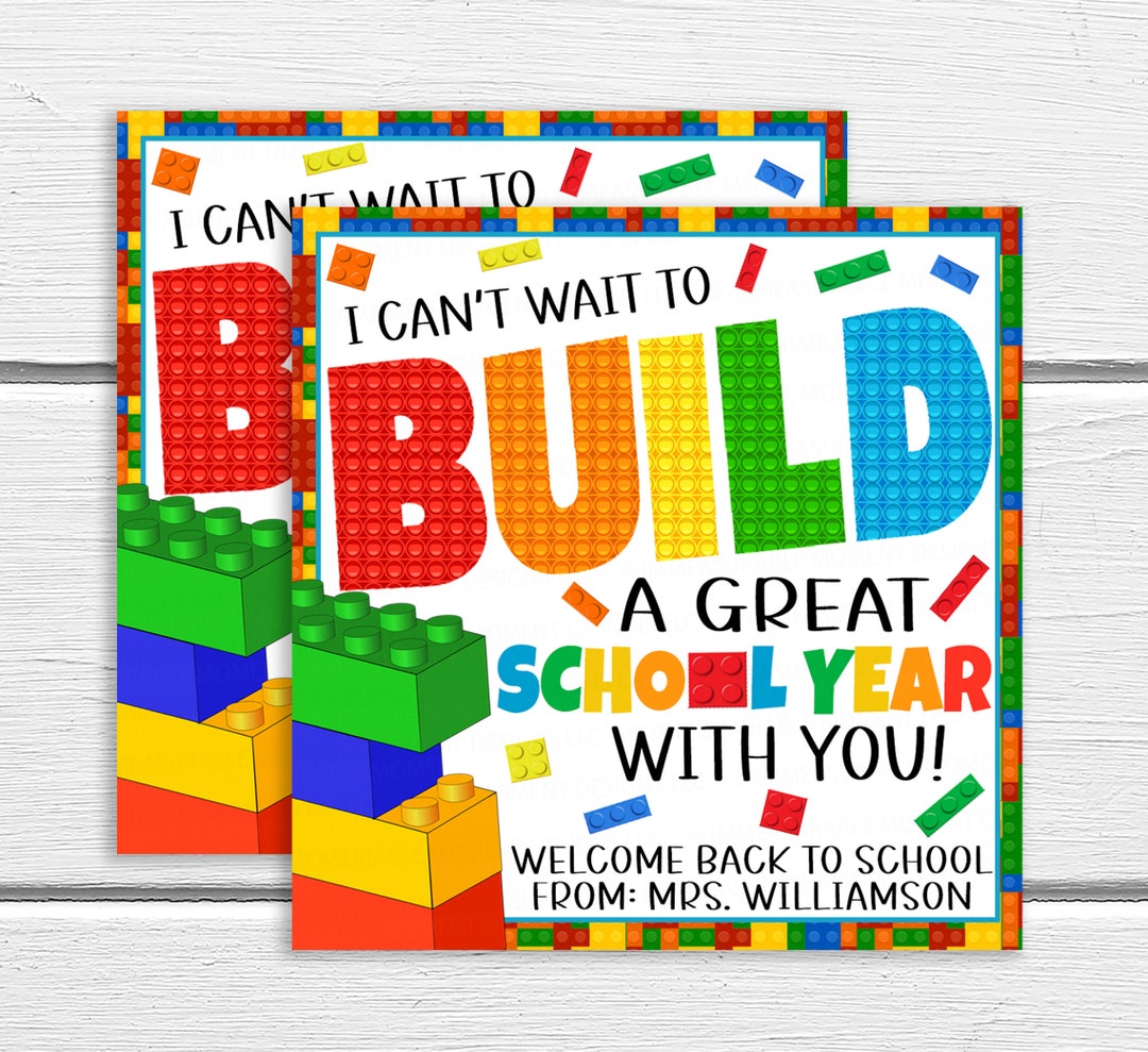 Back to School Building Blocks Gift Tags, Students Classmates Classroom ...