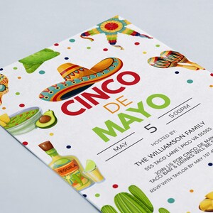 Cinco De Mayo Invitation, Mexican Let's Fiesta Party Invite, Mexican ...