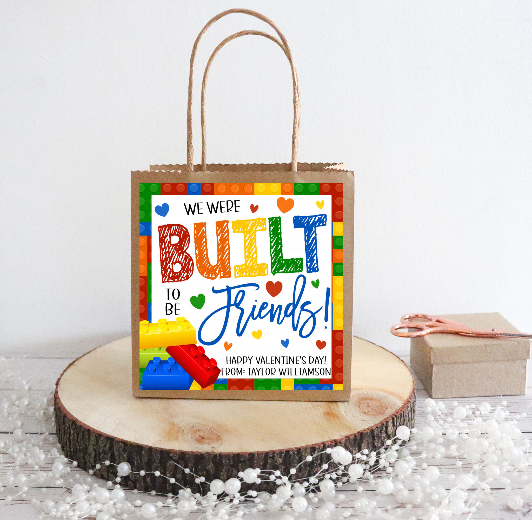 Valentine Building Blocks Gift Tag, Awesome Built to Be Friends, Gift ...