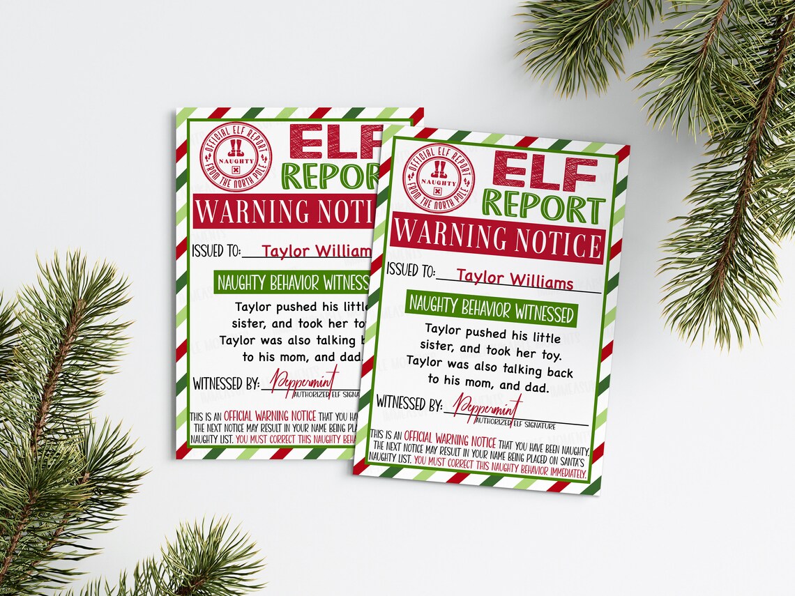 Elf Report Elf Naughty Warning Letter Editable Elf Letter | Etsy