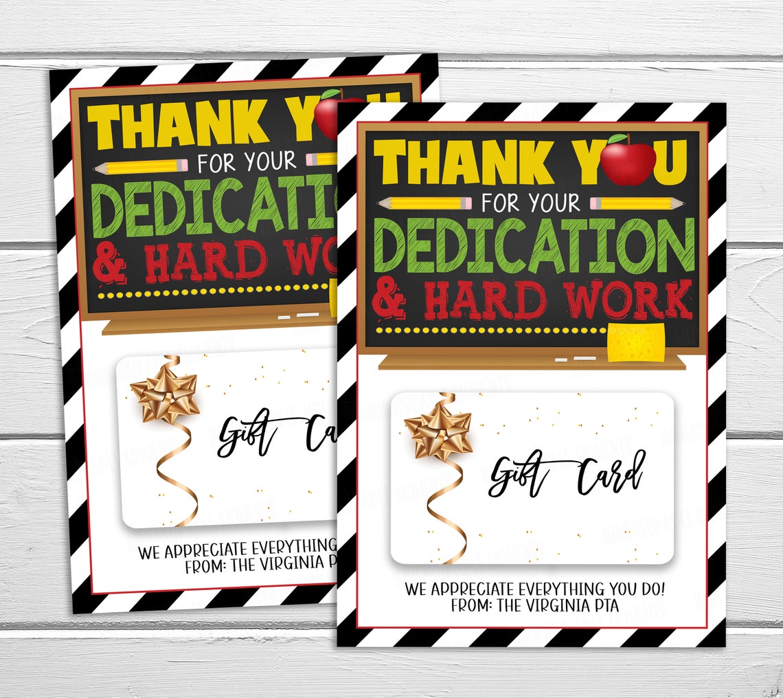 Teacher Staff Appreciation Gift Card Holder Thank You for | Etsy