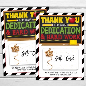 Teacher Staff Appreciation Gift Card Holder, Thank You for Your ...