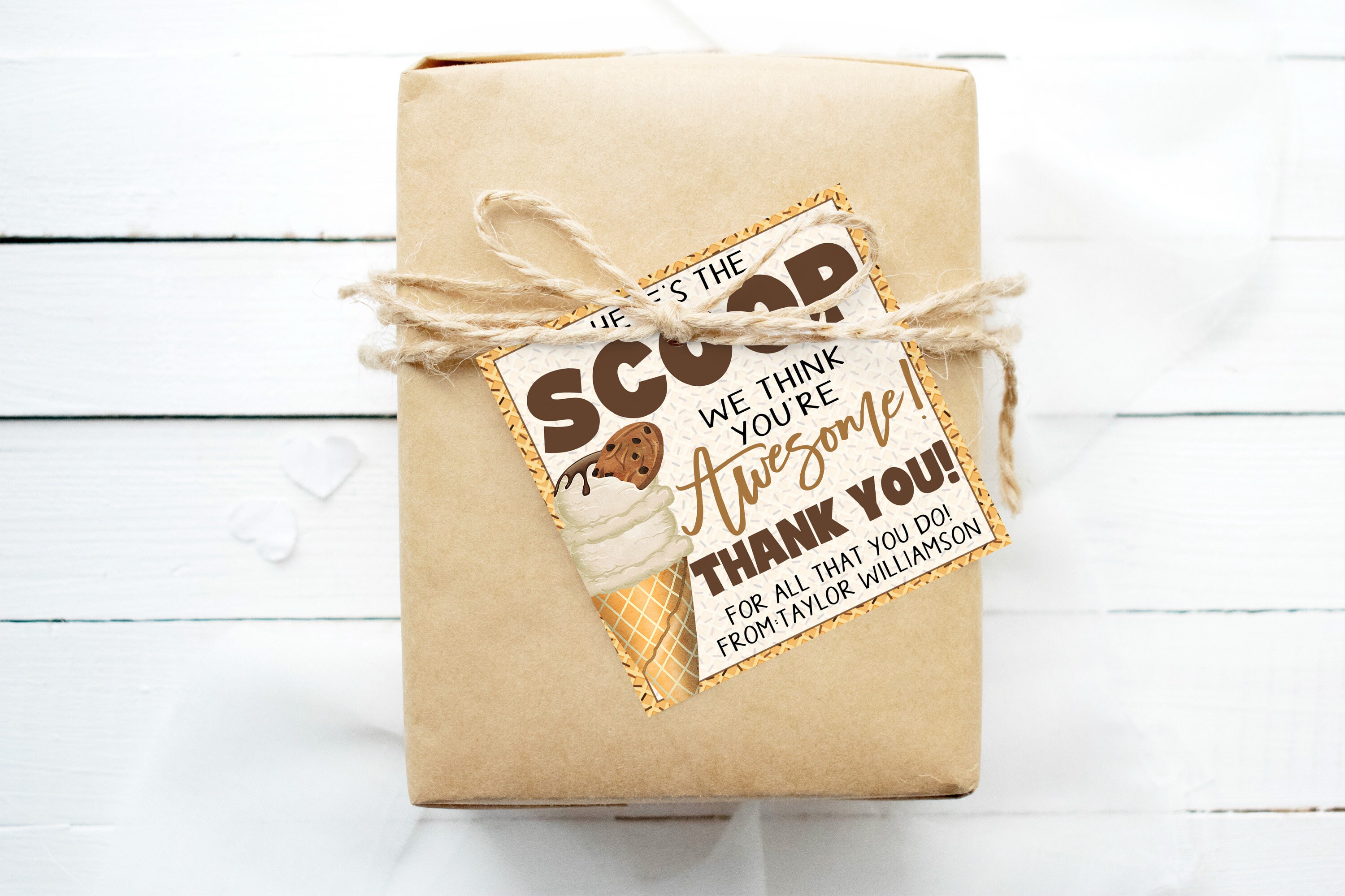 Ice Cream Gift Tags Here's the Scoop You're Awesome - Etsy