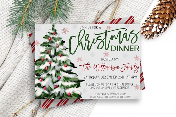 Christmas Dinner Invitation, Editable Invite, Staff Employee Office ...