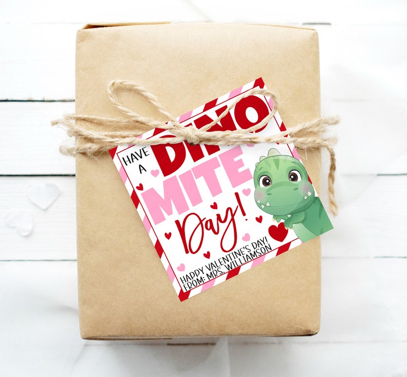 Valentine's Dinosaur Gift Tags, Have A Dino Mite Day, Gift for Students ...