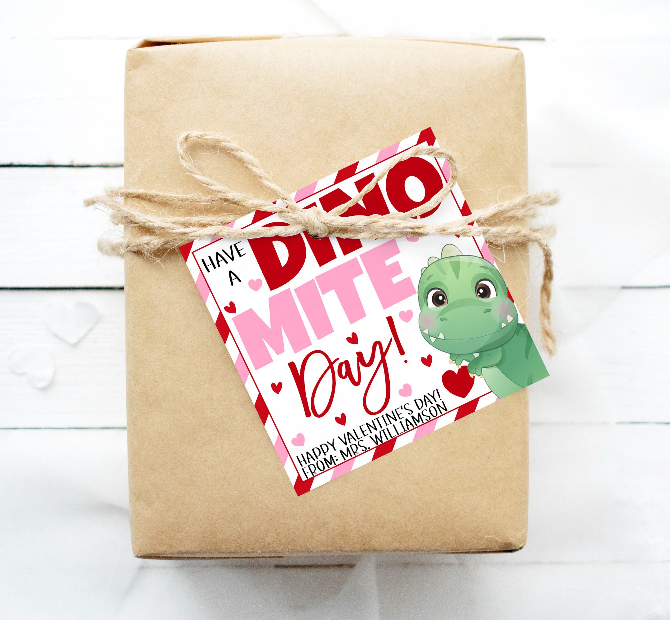 Valentine's Dinosaur Gift Tags, Have A Dino Mite Day, Gift for Students ...