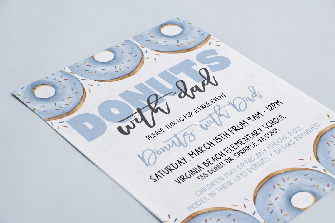 Donuts With Dad Invitation School PTO PTA Flyer Father's | Etsy