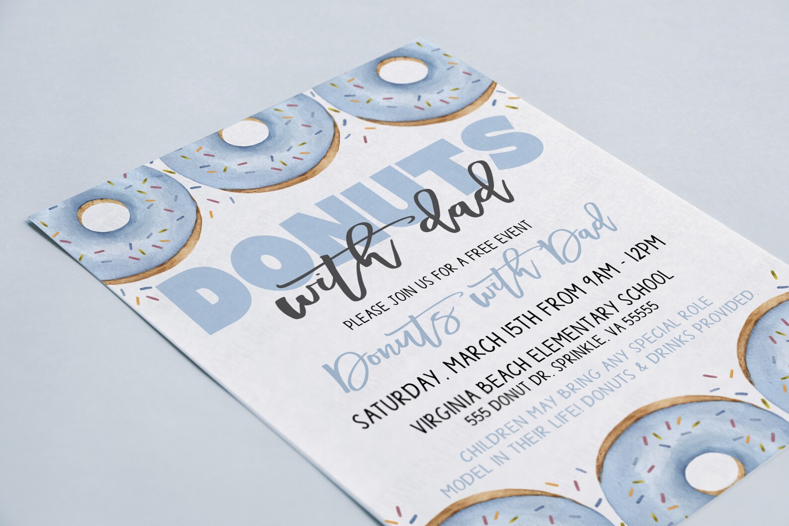 Donuts With Dad Invitation School PTO PTA Flyer Father's | Etsy