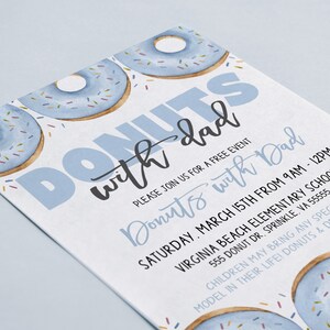 Donuts With Dad Invitation, School PTO PTA Flyer, Father's Day, Father ...