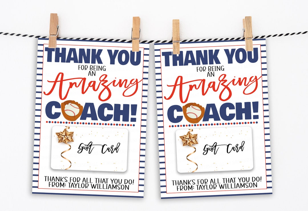 Baseball Coach Gift Card Holder, Thank You for Being an Amazing Coach ...