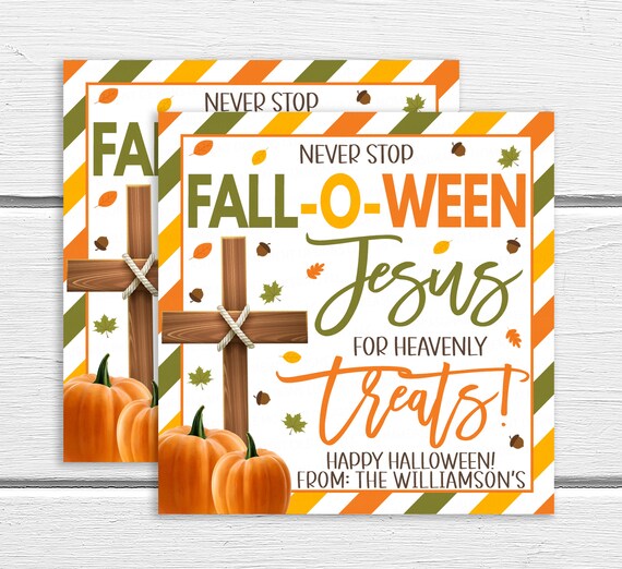 Halloween Religious Gift Tag, Never Stop Fall-O-Ween Jesus, Church ...