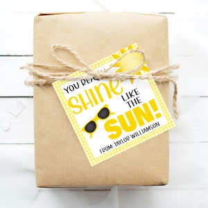Yellow Box Sunshine Gift Tag, You Shine Like the Sun, Thank You Nurse ...