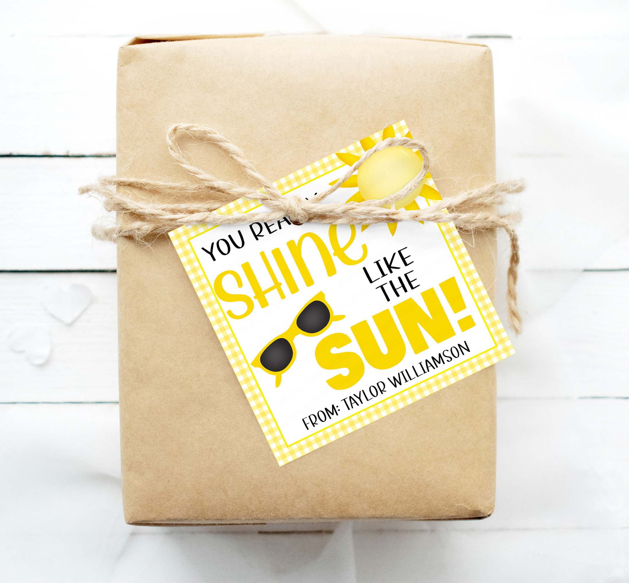 Yellow Box Sunshine Gift Tag, You Shine Like the Sun, Thank You Nurse ...