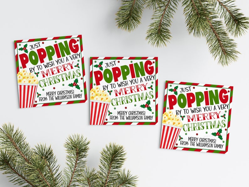 Christmas Popcorn Appreciation Gift Tag Editable Christmas - Etsy