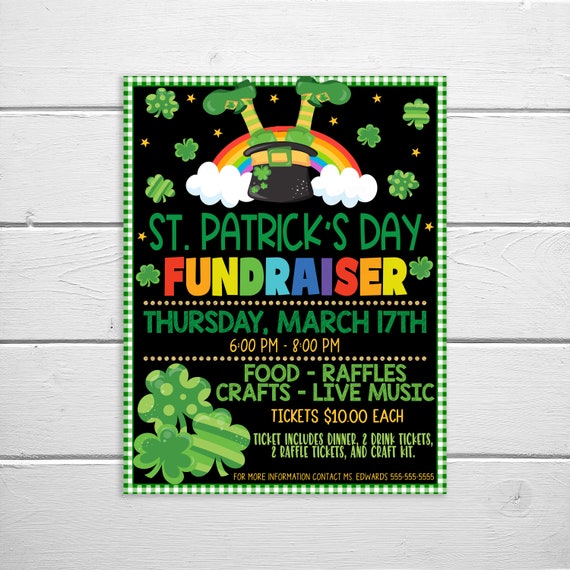 St Patrick's Day Fundraiser, Rainbow Shamrock, Spring Event, Church ...