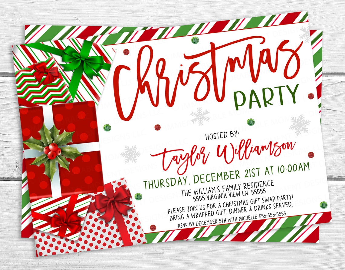 Editable Christmas Party Invitation Winter Holiday Invite - Etsy