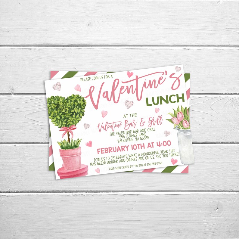 Valentines Lunch Dinner Brunch Luncheon Invitation, Editable Valentine ...