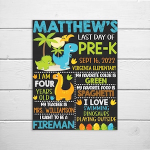 Editable Dinosaur Last Day of School Sign, First Day of School, Back to ...