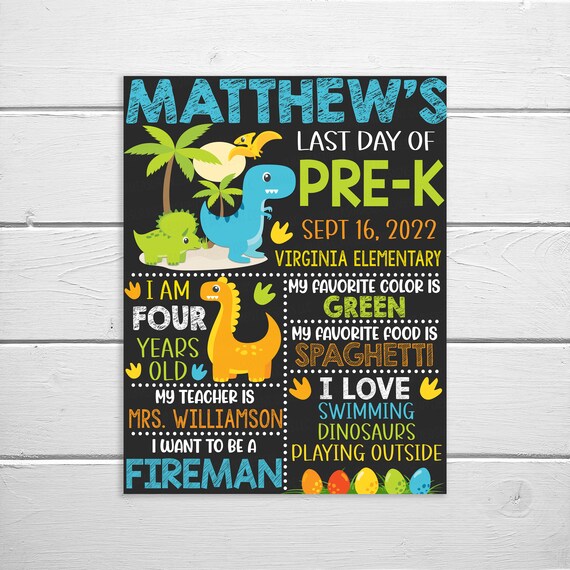 Editable Dinosaur First Day Of School Sign, Last Day Of School, Back To ...