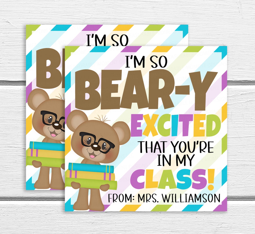 Back to School Bear Gift Tags I'm Bear-y Excited - Etsy