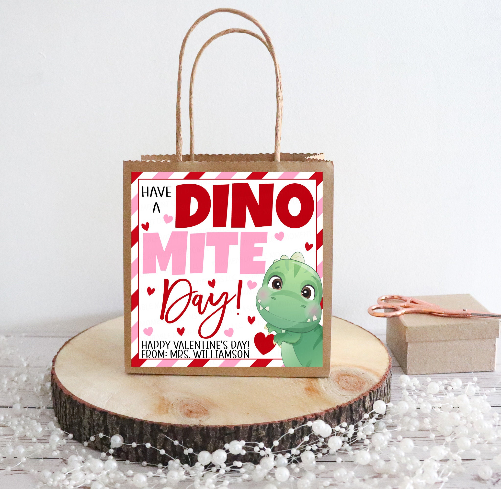 Valentine's Dinosaur Gift Tags, Have A Dino Mite Day, Gift for Students ...